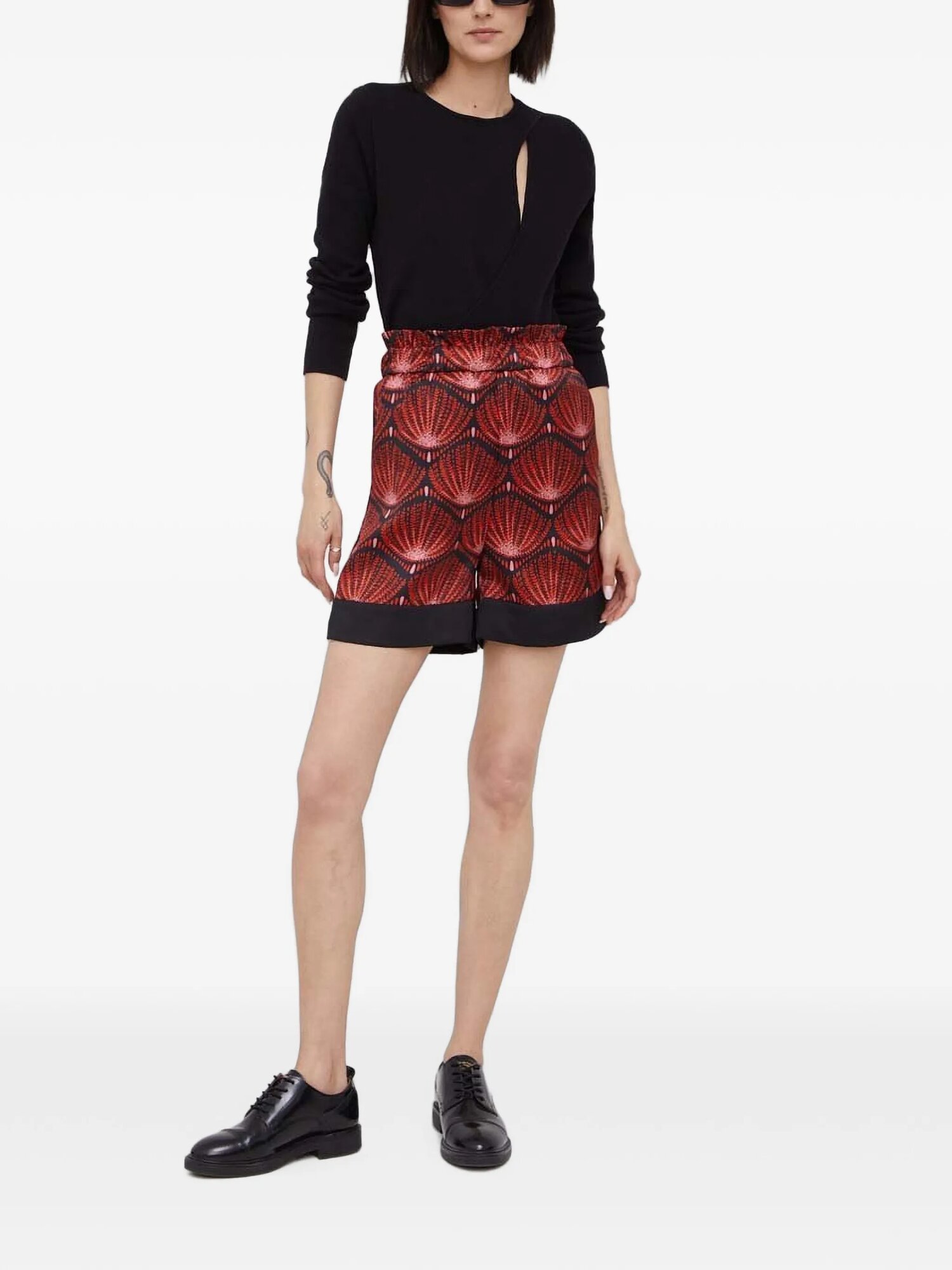 Шорты Sisley Ruffled patterned shorts, размер 38, красный — фото 1
