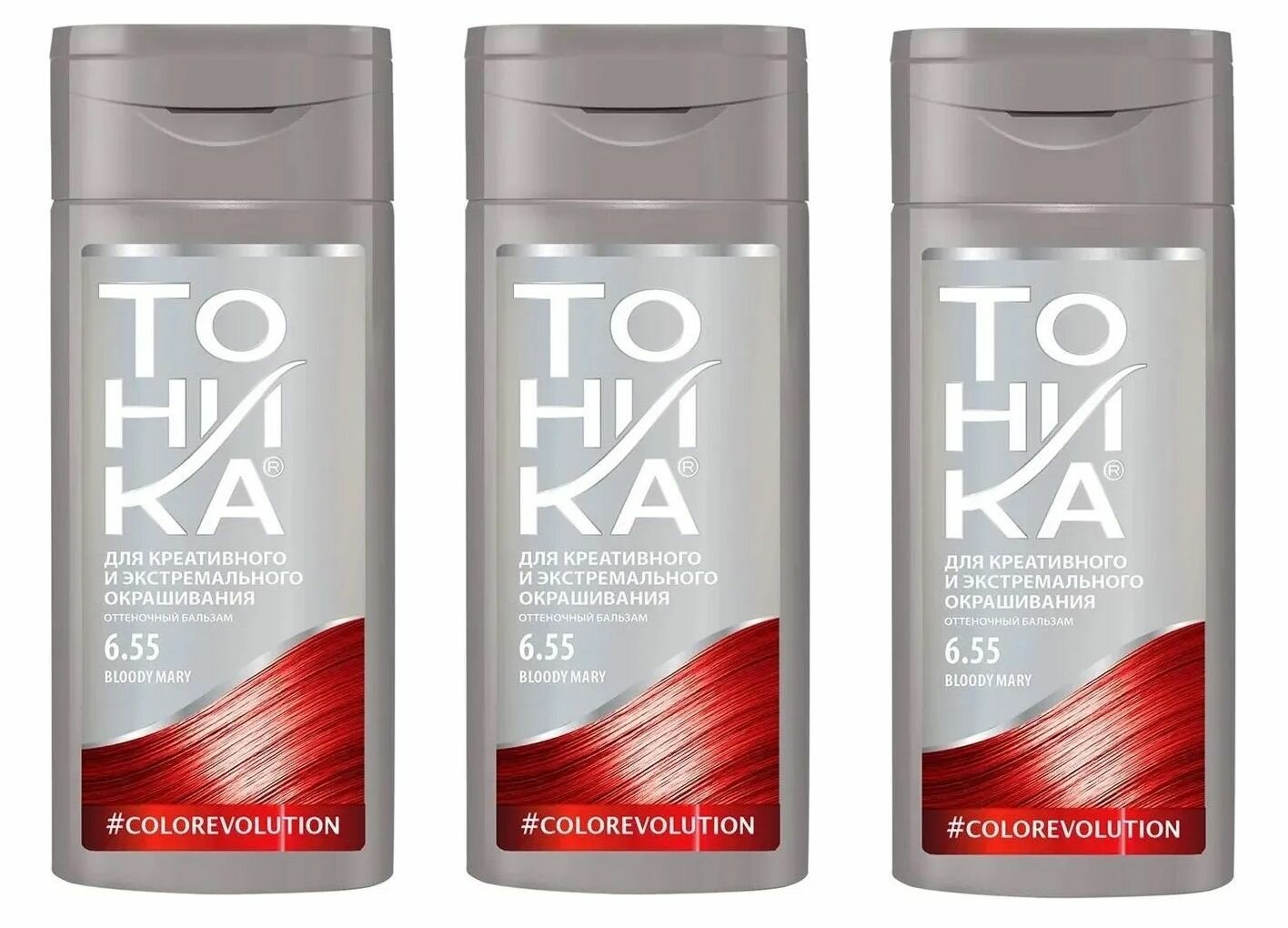Тоника Оттеночный бальзам ColoRevolution тон 6.55 Bloody Mary, 150 мл, 3 шт