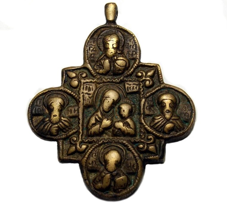 Энколпион нательный крест, богородица с младенцем, сувенирные значки редкие, памятные коллекционные