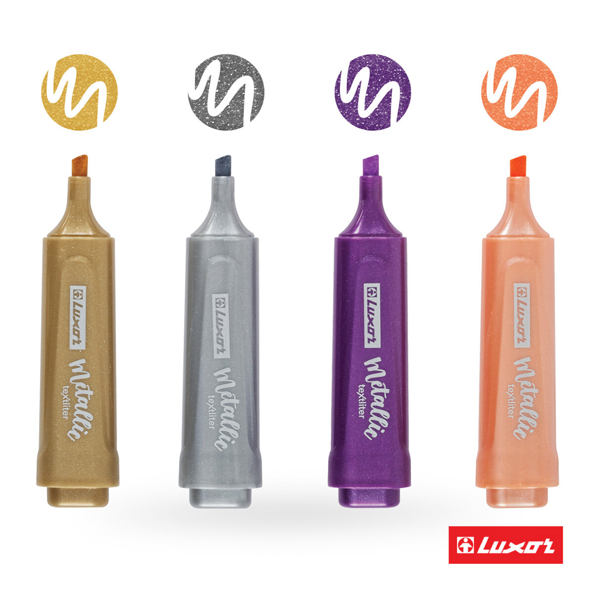 Набор текстовыделителей Luxor "Textliter Metallic" 4 цвета, 1-5 мм