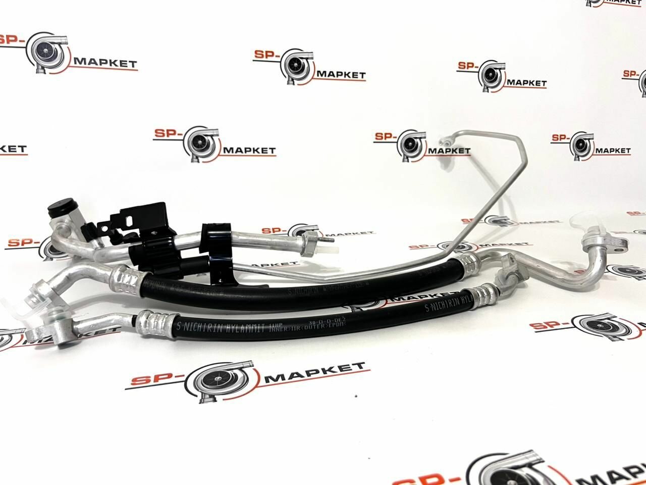 Трубка (шланг) кондиционера Лада Гранта / Трубопровод кондиционера нового образца (с 2015 г. в.) / 3 шт / ВАЗ Гранта / Калина 2