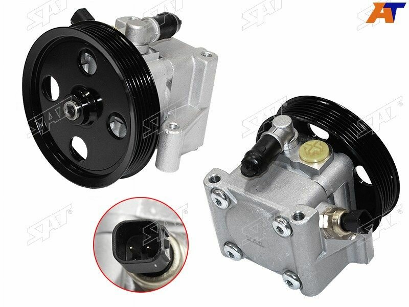 . SAT Насос гидроусилителя руля (ГУР) для FORD FOCUS II 1,4/1,6 05-(III 11- с трубкой ГУР под штуцер)/C-MAX 1,6 03- механический