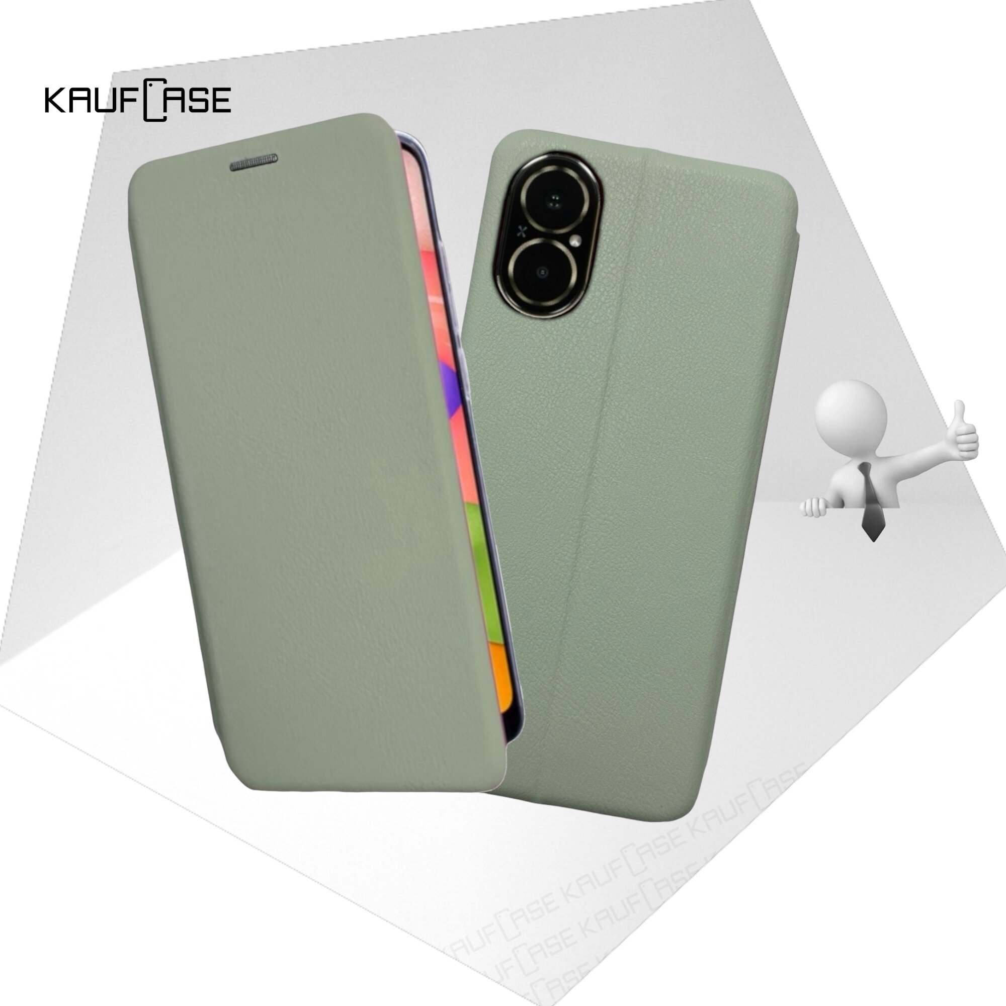 Чехол книжка для телефона Realme C67 4G (RMX3890) (6.72"), аквамарин. Текстура под кожу