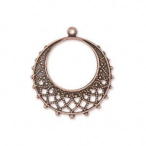 Подвеска, 28х25мм, узорная, базовый материал - латунь, медная, 2 шт.