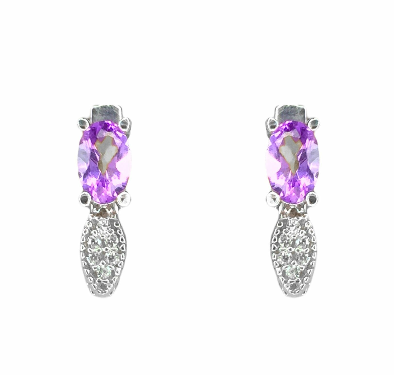 Набор серег, серебро, 925 проба, родирование, фианит, танзанит