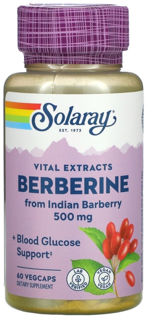 Берберин (Berberine) Solaray, 500 мг, 60 капсул вегетарианских