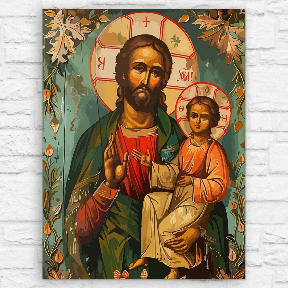 Картина по номерам на холсте Икона с образом Иисуса Христа - 15764 30x40 В