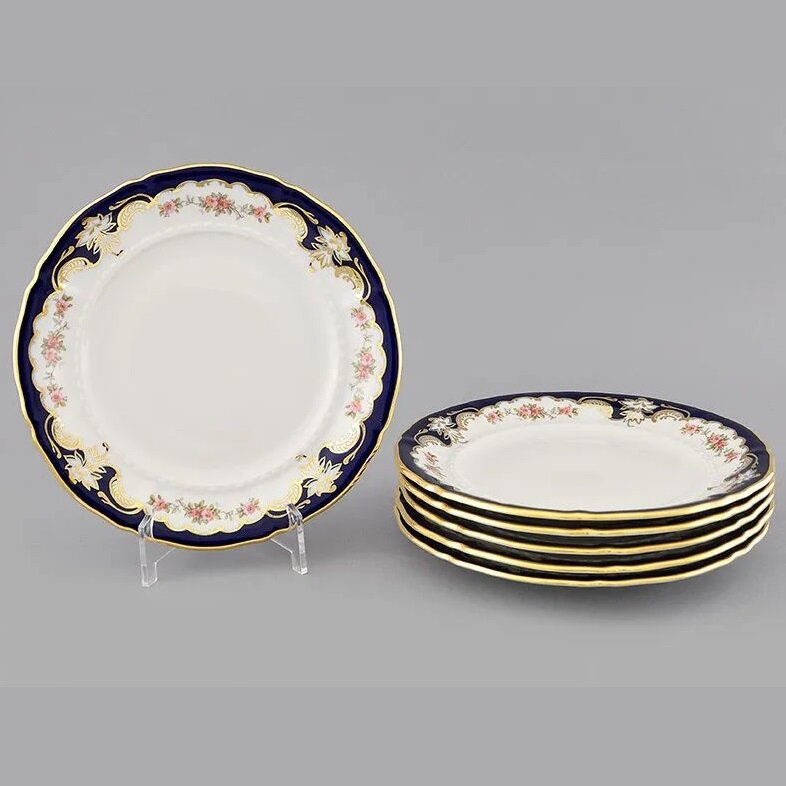 Набор из 6 тарелок Leander Sonata Kobalt + Bledé Květiny 07160319-1257