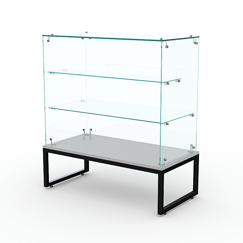 Торговый стеклянный прилавок "лофт стиль" №2 (без дверок), Серый