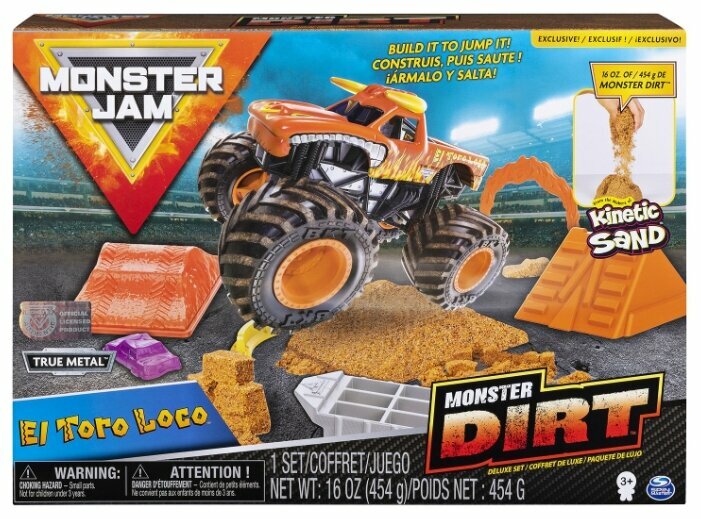 Машинка Monster Jam El Toro Loco с кинетическим песком и аксессуарами