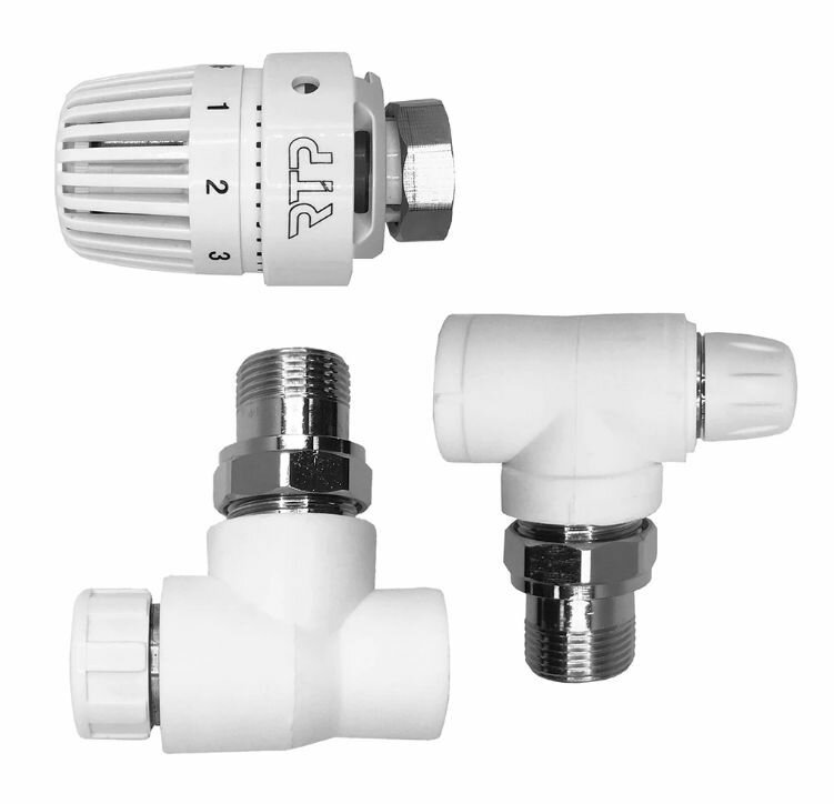 Комплект RTP для подключения радиатора 25х3/4" угловой белый