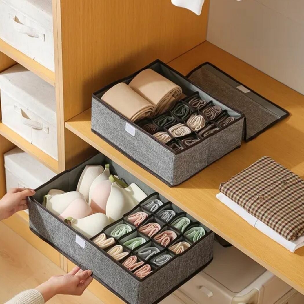 Органайзер для хранения вещей, короб для хранения, 13 ячеек, бежевый