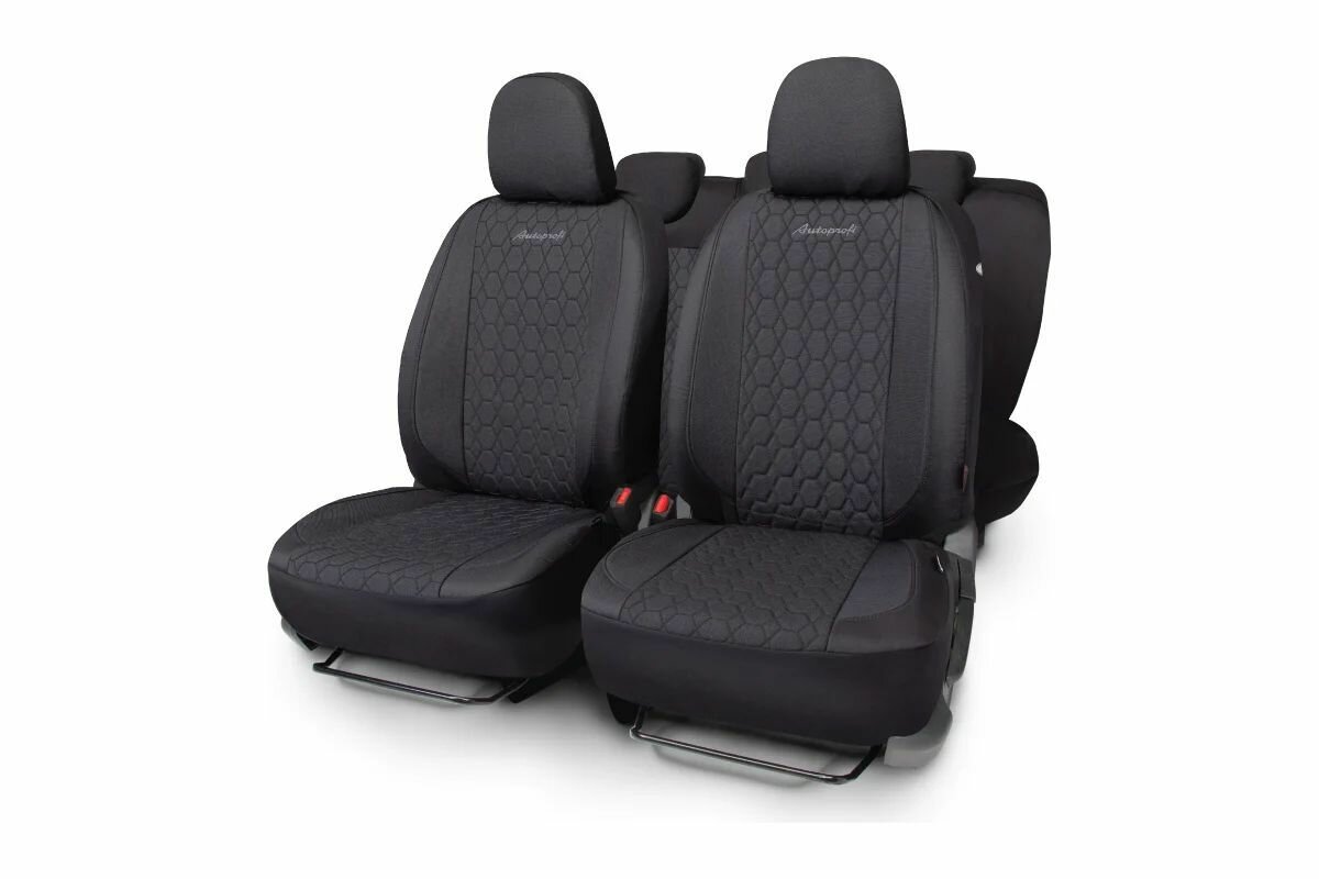 Чехлы на сиденье VERONA VER-1505 BLACK/BLUE лён мелкого плетения, 3D крой, AIRBAG (15шт) AUTOPROFI