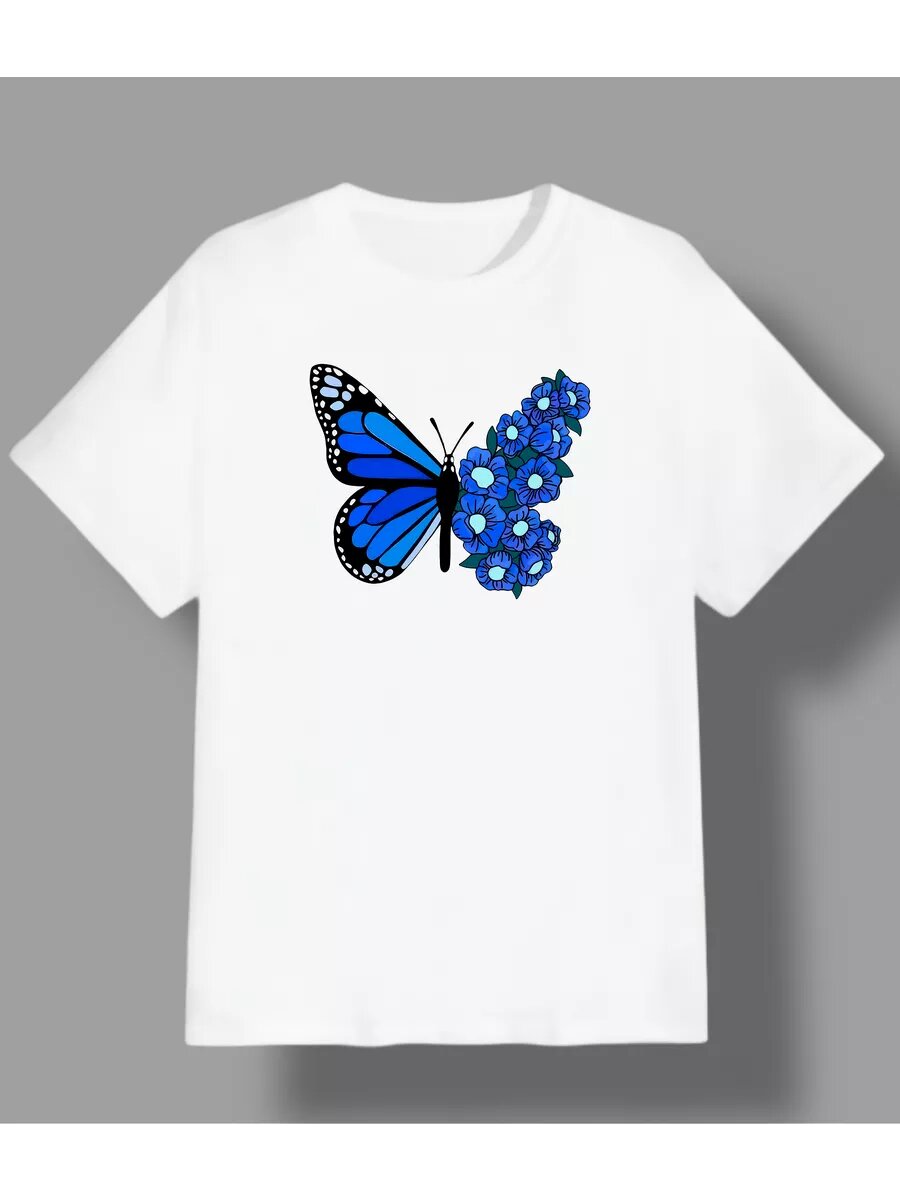 Футболка бабочка с цветами
