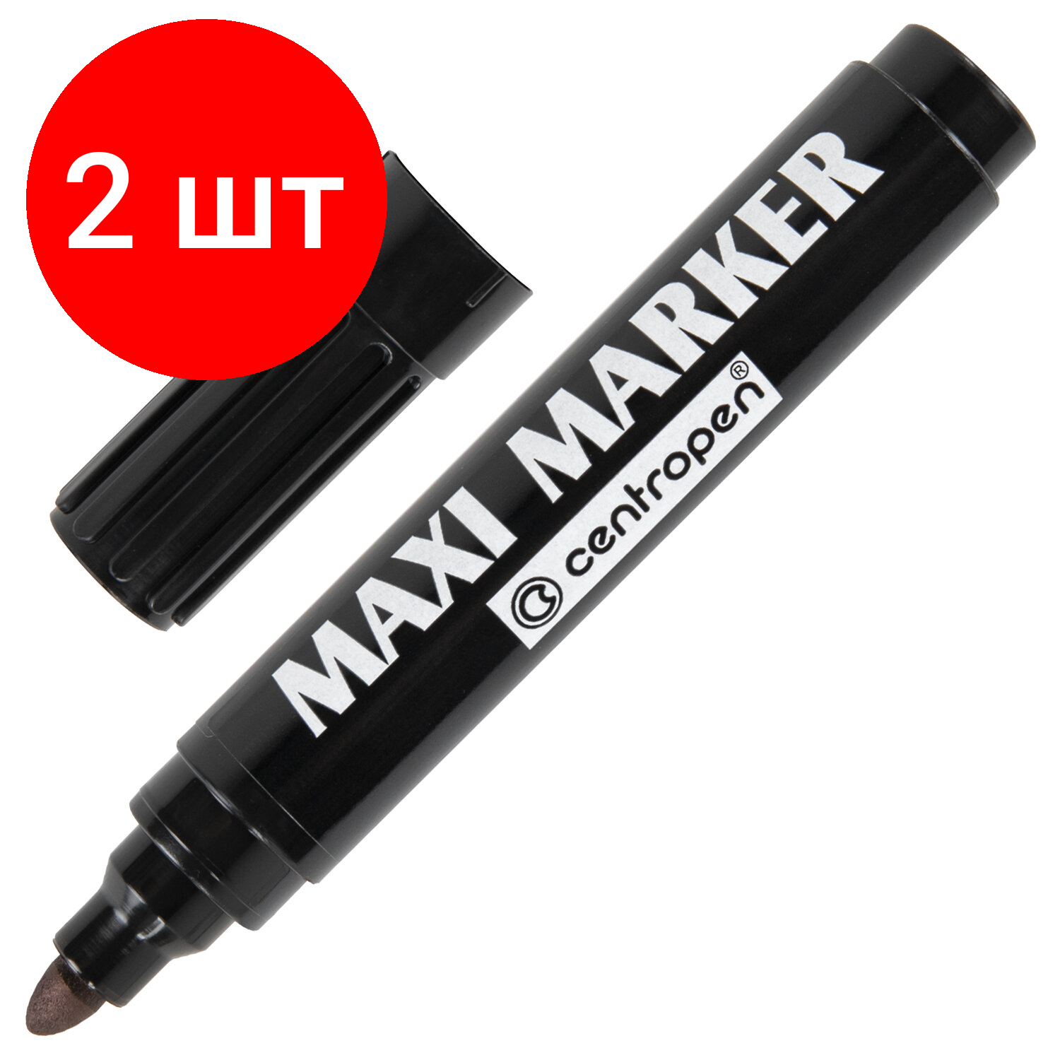 Комплект 2 шт, Маркер перманентный универсальный черный CENTROPEN "Maxi Marker", 2-4 мм, 8936, 5 8936 0112