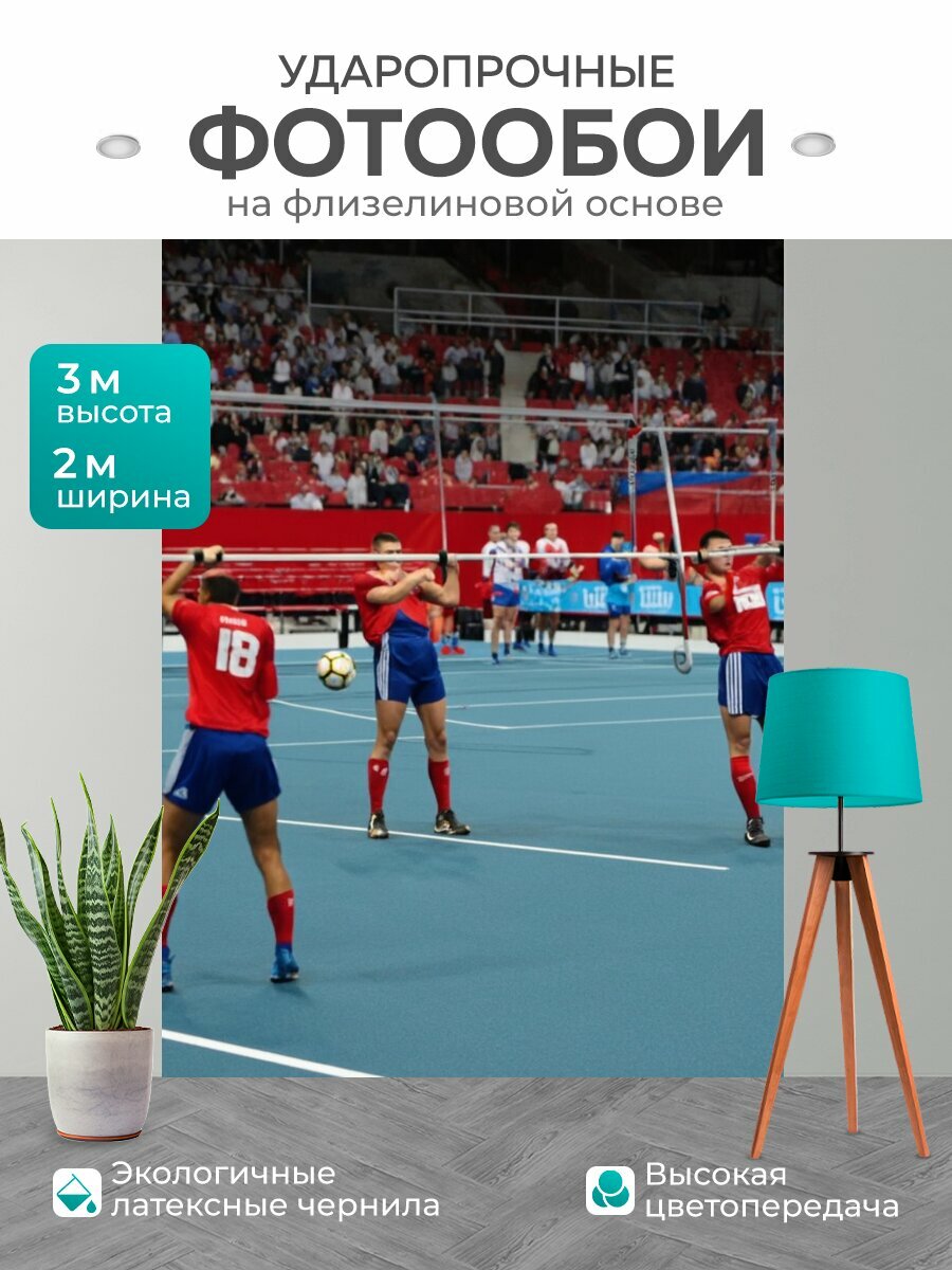 Фотообои моющиеся ударопрочные "Ссср социалистическая, сцена спортивного турнира, с исследованием различных видов спорта, от футбола до поднятия" 200x300 см. флизелиновые на стену