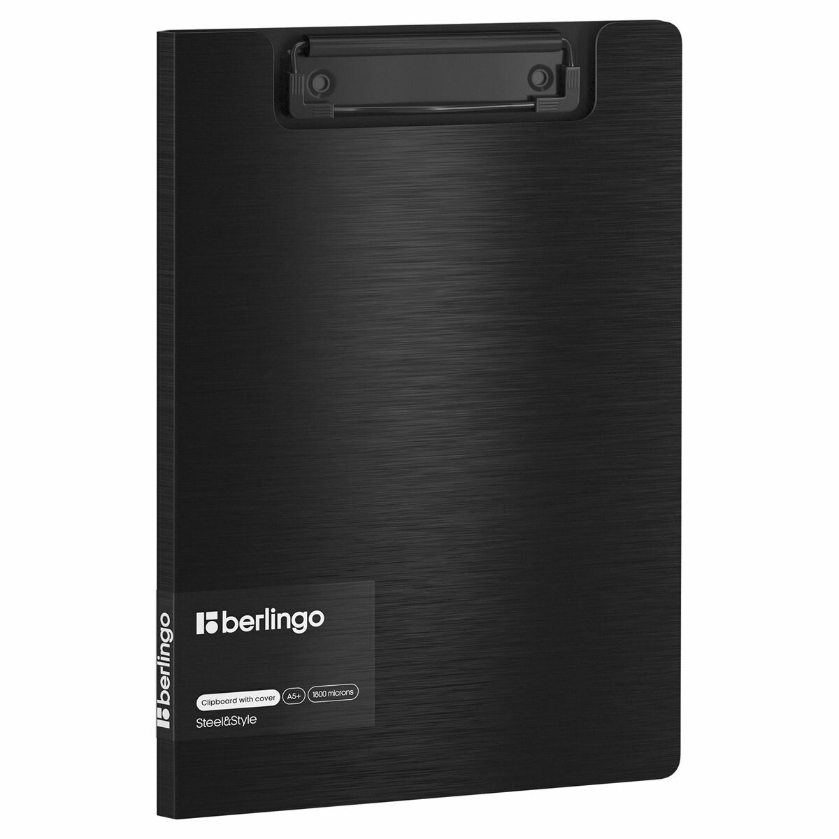 Папка-планшет с крышкой Berlingo Steel&Style (A5+, до 100 листов, пластик, с зажимом) черная (PPf_94001), 144шт.