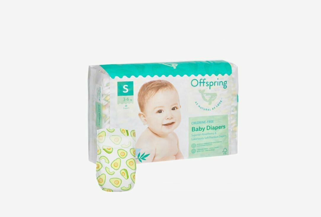 Подгузники OFFSPRING 3-7 кг, авокадо