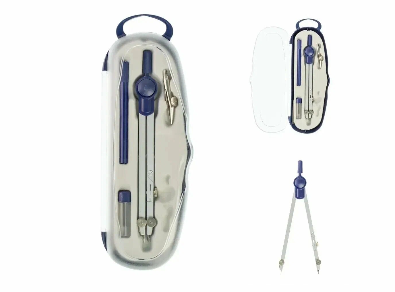 Чертежный набор ASMAR, циркуль чертежный с рейсфедером, металл