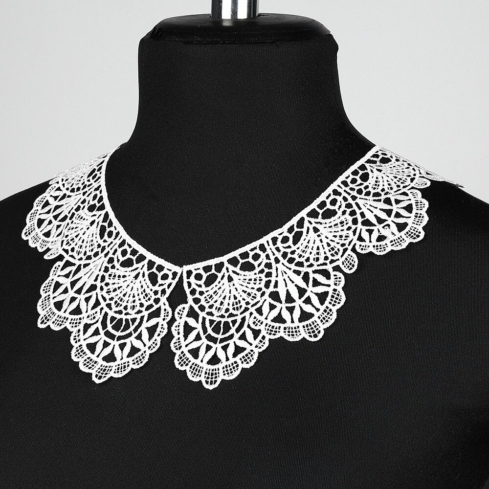 Воротник Kruzhevo гипюр 23 см цвет белый, 50 комплектов (TR.24GY10)