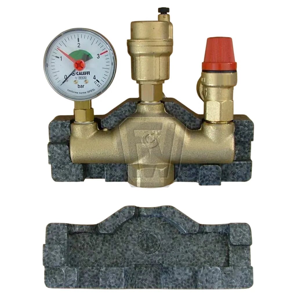 Группа безопасности котла для отопления Caleffi 1", 3 bar, 50 кВт в теплоизоляции