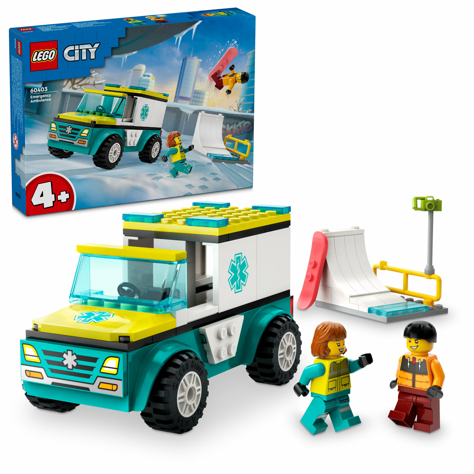 LEGO City 60403 Emergency Ambulance and Snowboarder, 79 дет.
