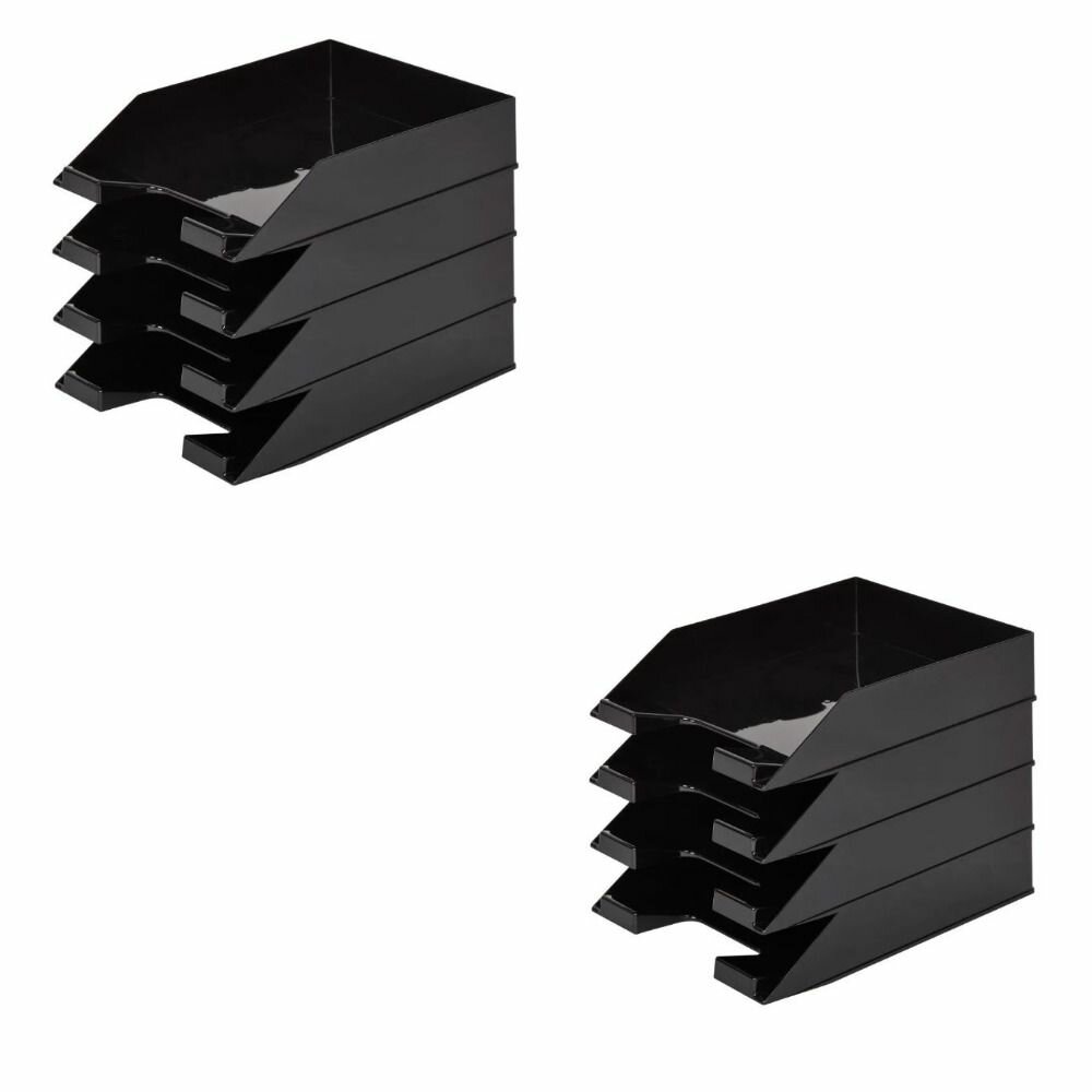 Attache Лоток горизонтальный, черный, 4 шт в упаковке - 2 шт