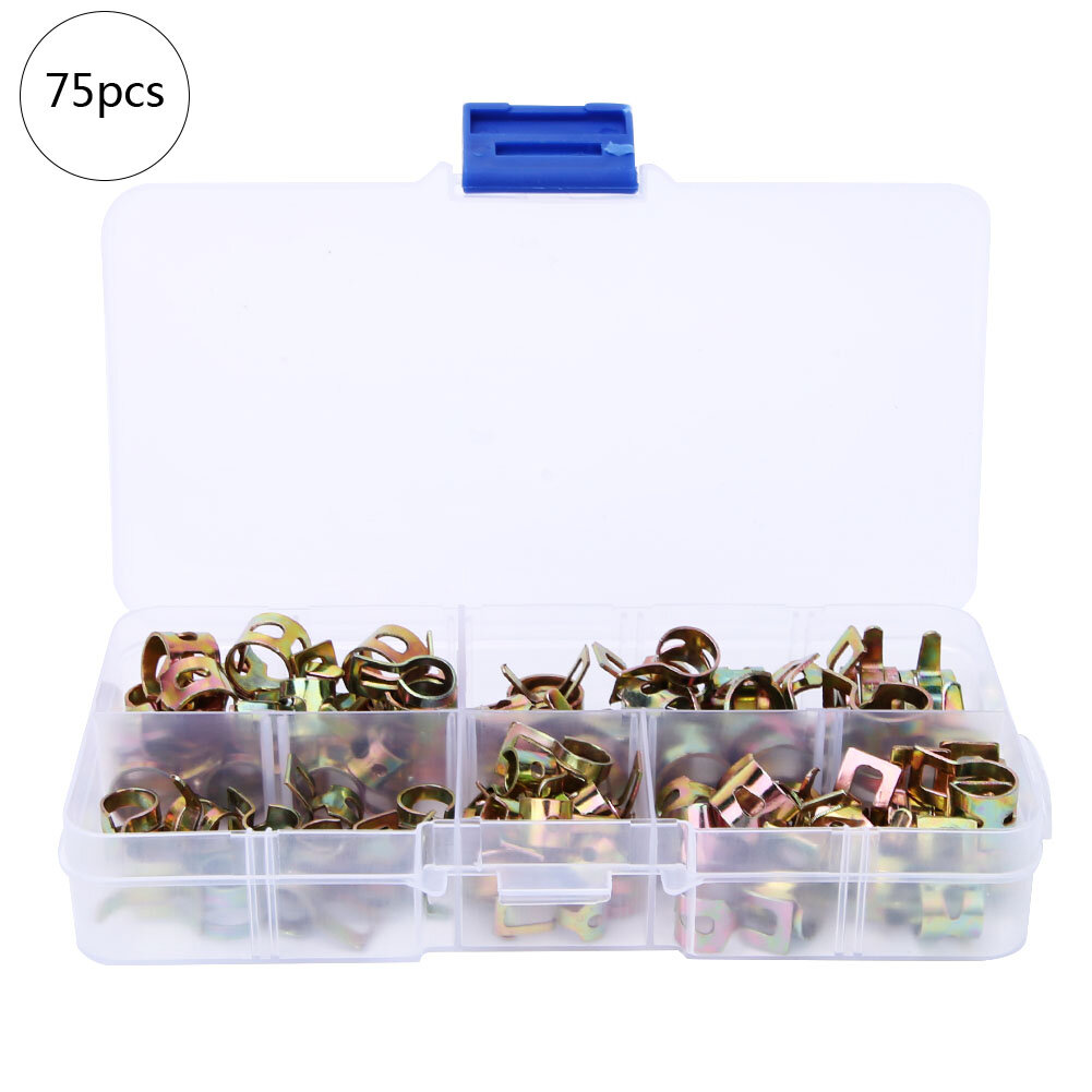 Набор из 75 пружинных хомутов для шлангов диаметром 6 мм/7 мм/8 мм/9 мм/10 мм.