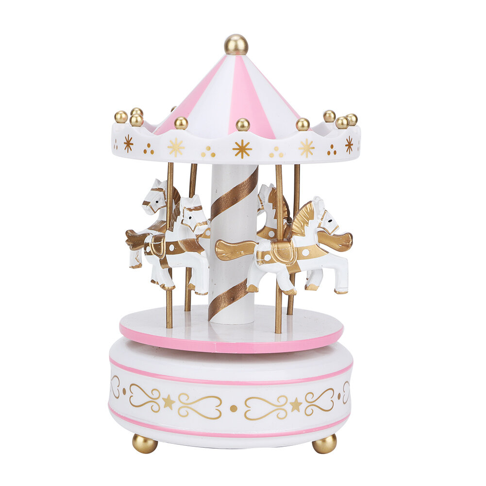 Merry Go Round Music Box Carousel Gift Рождественский свадьба День рождения декор подарки белый розовый