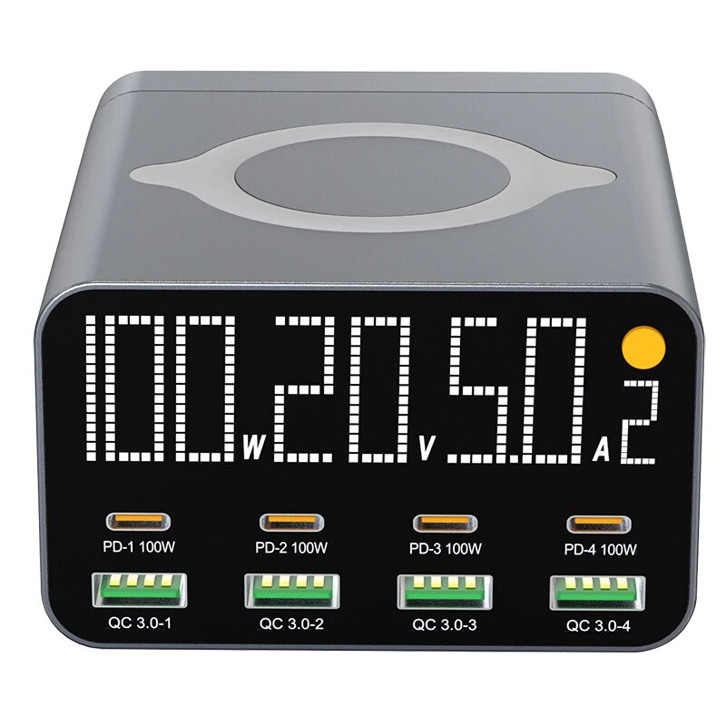 Зарядное устройство GaN USB C, 120 Вт, 8-портовое настольное зарядное устройство типа C, 100 Вт PD3.0 PPS QC3.0, быстрая зарядка для MacBook, планшета, Samsung iPhone 15 16 M1 120W, EU Plug