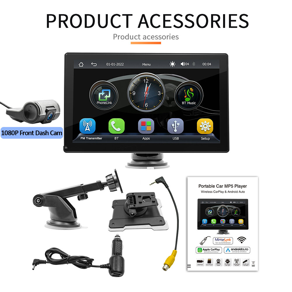 9-дюймовый монитор-видеорегистратор CarPlay монитор для автомобиля монитор камеры заднего вида Android Auto монитор Автомобильный мультимедийный плеер Камера заднего вида Монитор