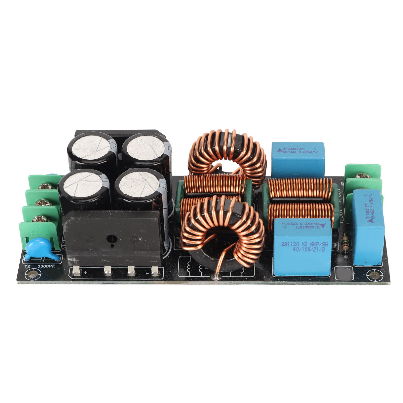 Плата фильтрации источника питания, 2-ступенчатая фильтрация синфазных помех, плата фильтра мощности электромагнитных помех для усилителя звука, мощность переменного тока 110‑250 В, 20 А