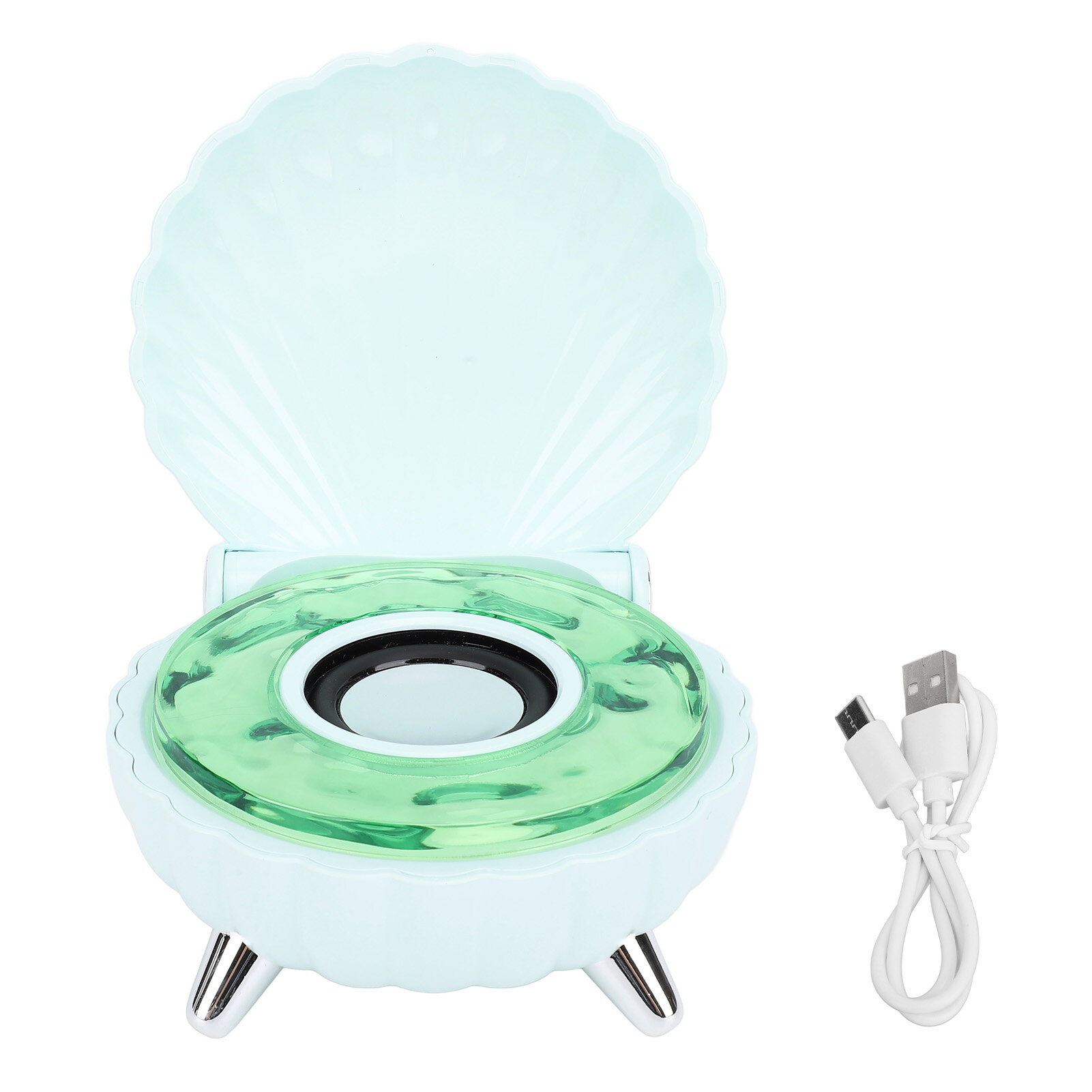Bluetooth-динамик, уникальный стереодинамик в форме ракушки с цветным ночником, 1200 мА·ч, для украшения стола в спальне, зеленый