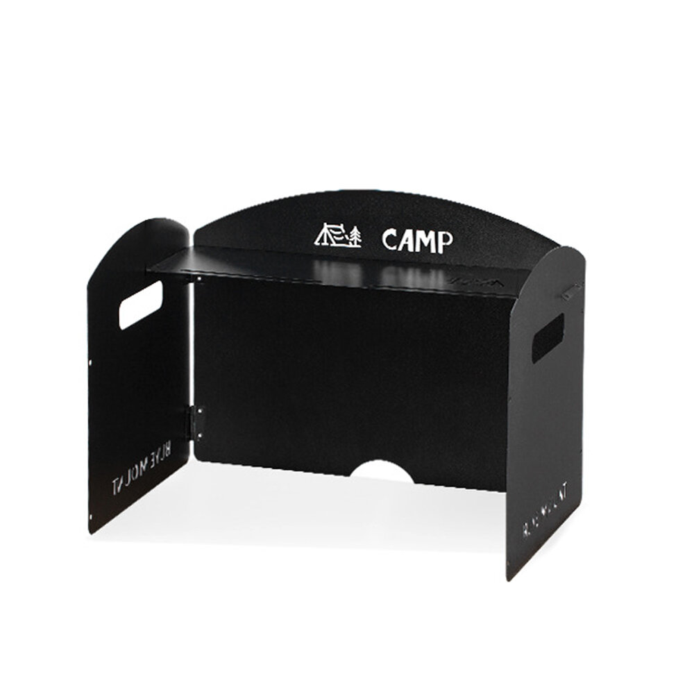 Foldable Camping Wind Shield Portable Gas Stove Windproof Screen for BBQ Cooking Steel Black White Khaki Army Green 42*25*30cm 16.5*9.8*11.8in 1.7kg 3.7lbs 1 Gas Stove Wind Shield 1 Storage Bag