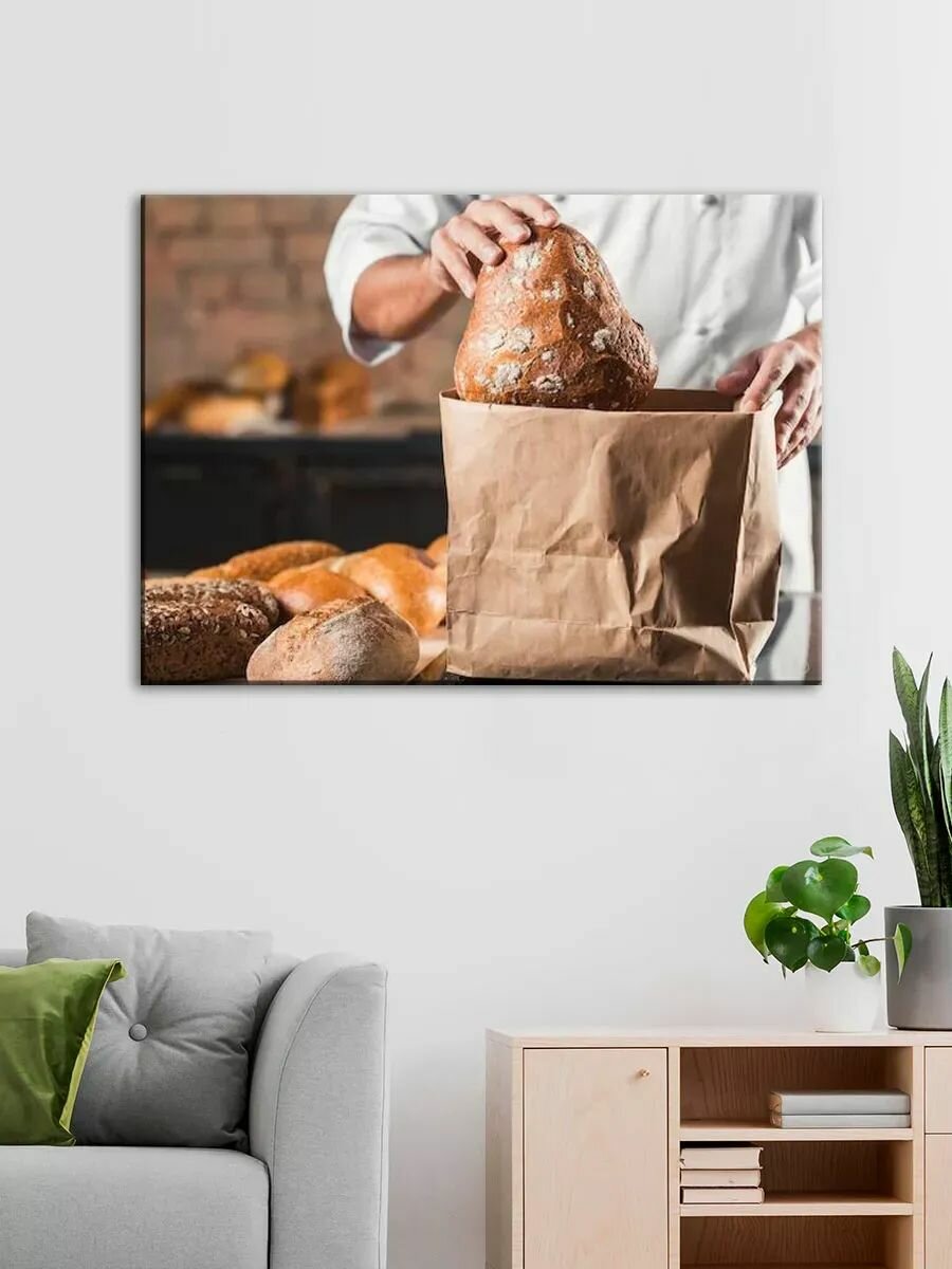 Картина на кухню "Свежеиспеченный хлеб", 40х30 см