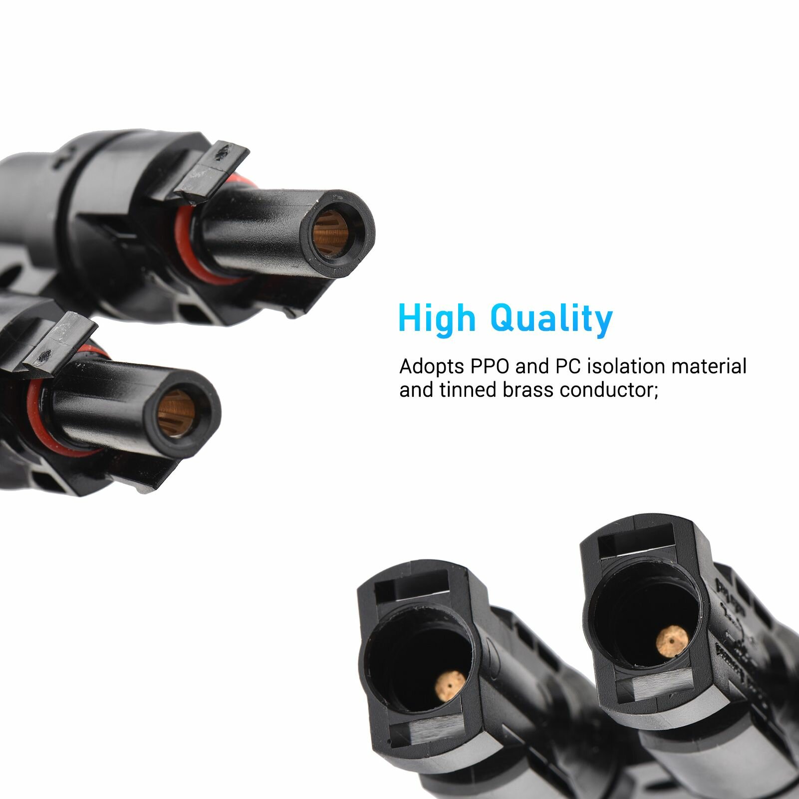 Разъемы для солнечных панелей, Т-образные, 4-канальный кабель IP67, 14AWG-10AWG