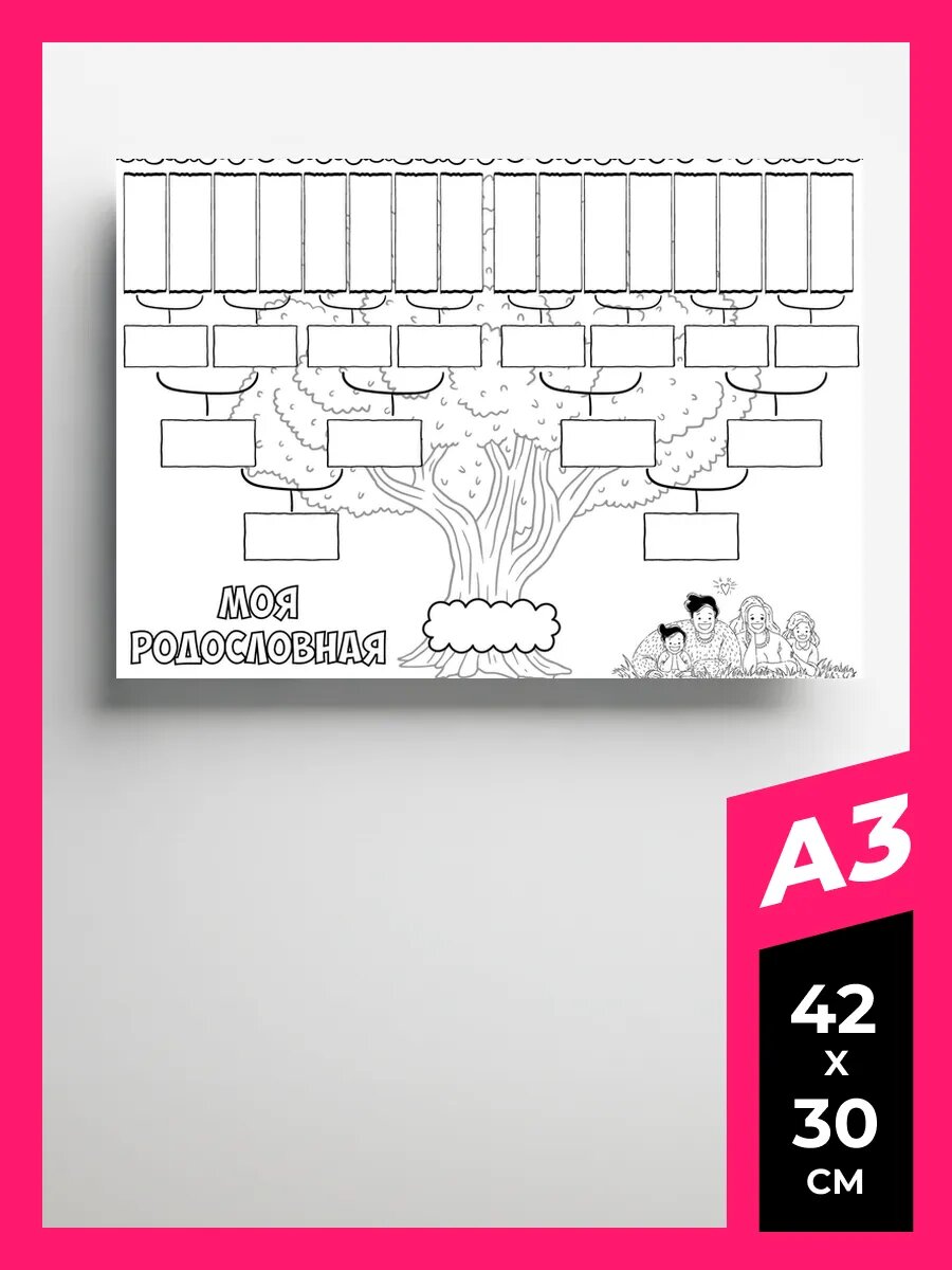 Плакат Семейное древо постер 3 A3, матовая фотобумага премиум качества