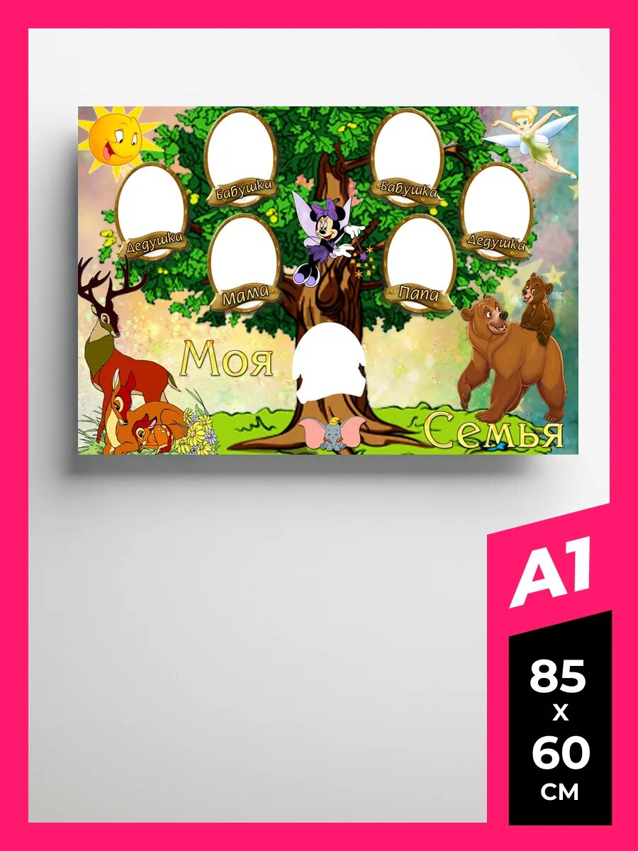 Плакат Семейное древо постер 9 A1, матовая фотобумага премиум качества