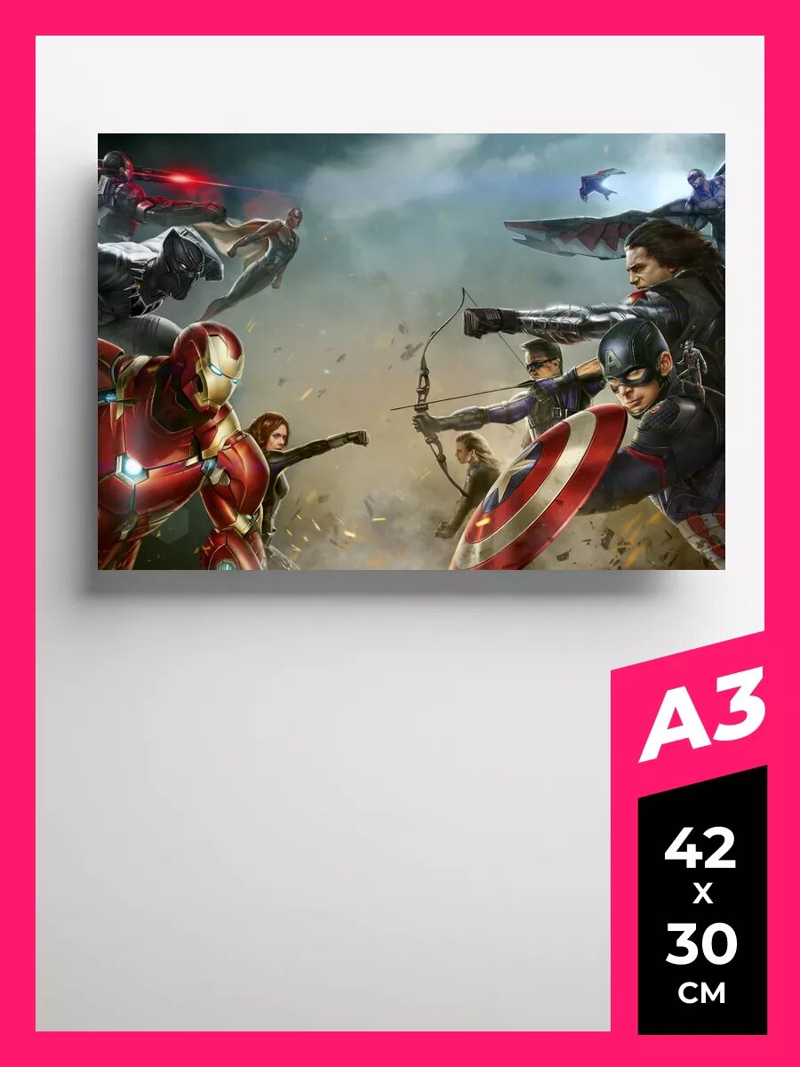 Плакат Марвел все супер герои Marvel Мстители