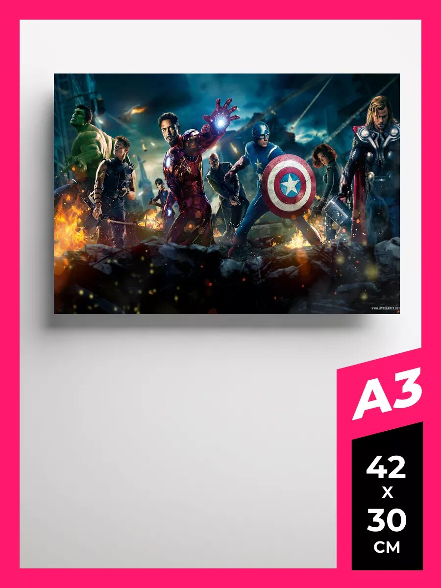 Плакат Марвел Железный Человек Тор Капитан Америка Marvel