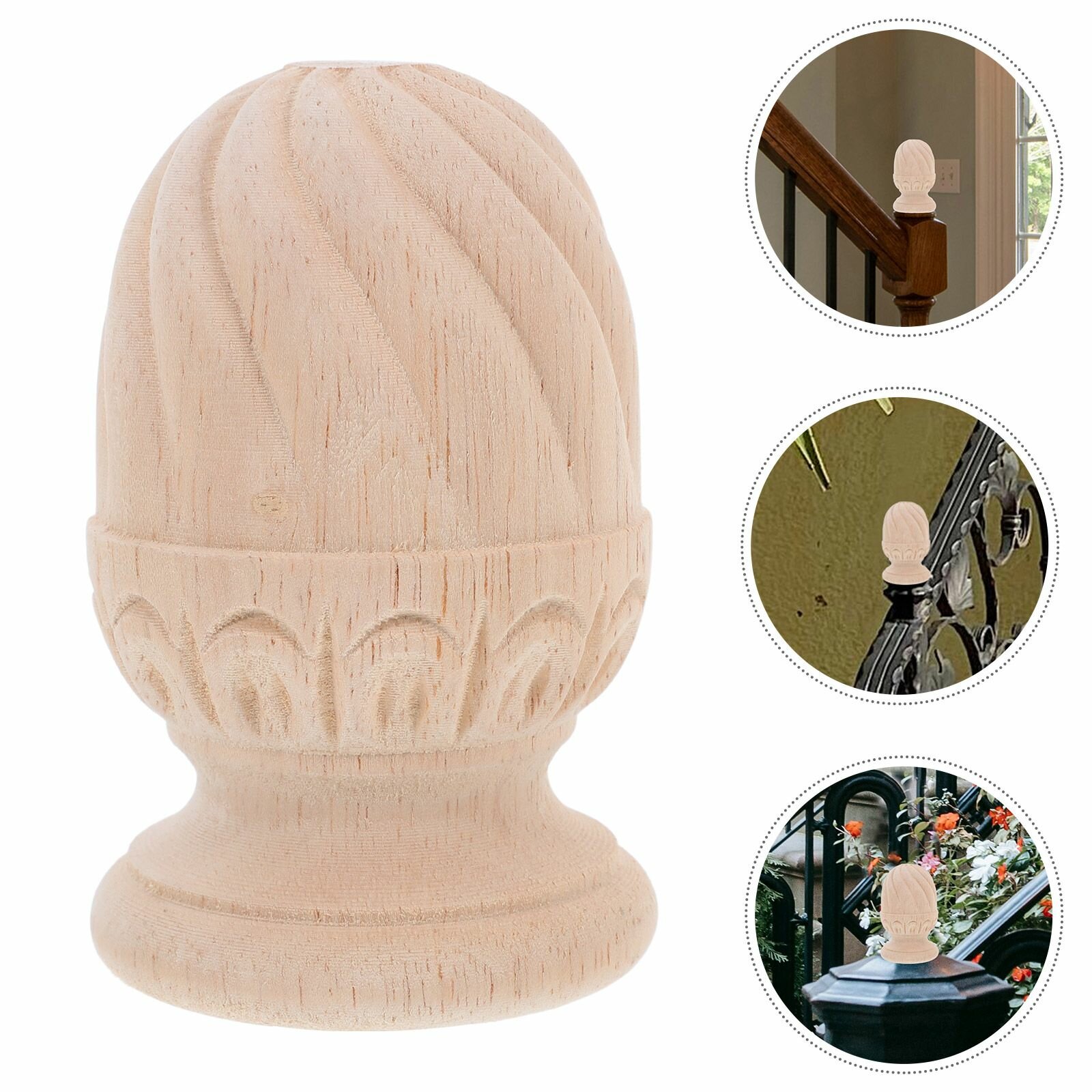 Декоративный деревянный резной башмак для лестницы, неокрашенный, с ананасовым узором, для домашнего декора