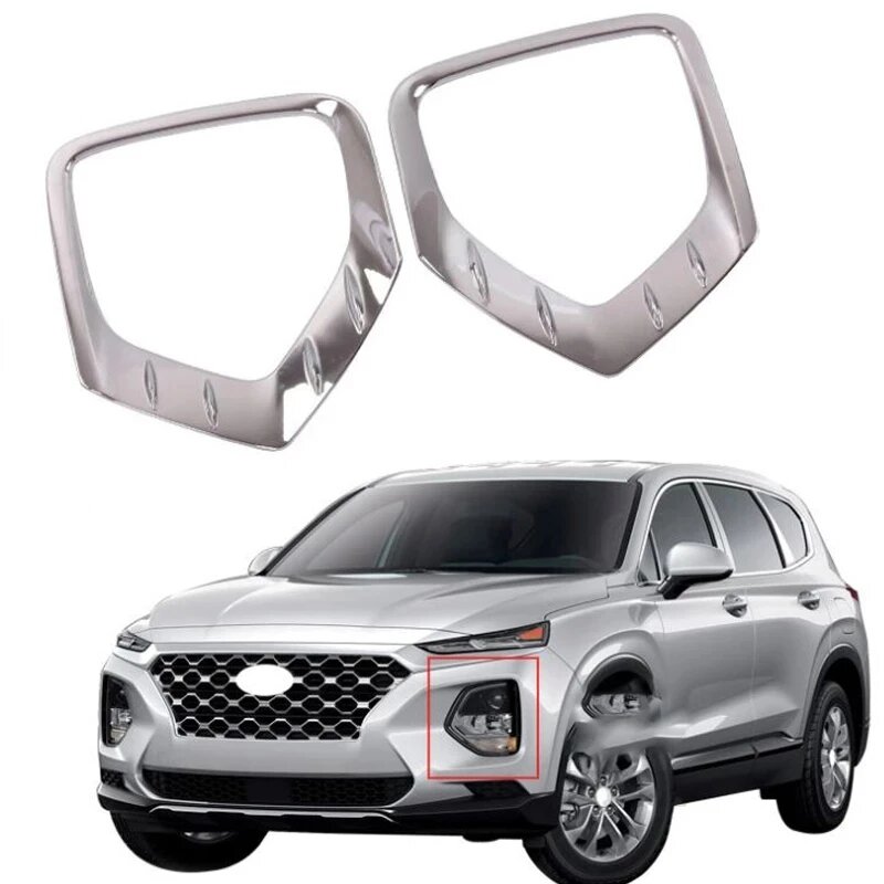 Для Santa Fe 2019, ABS хромированная передняя противотуманная фара, крышка лампы, накладка на рамку, наклейка, внешние аксессуары