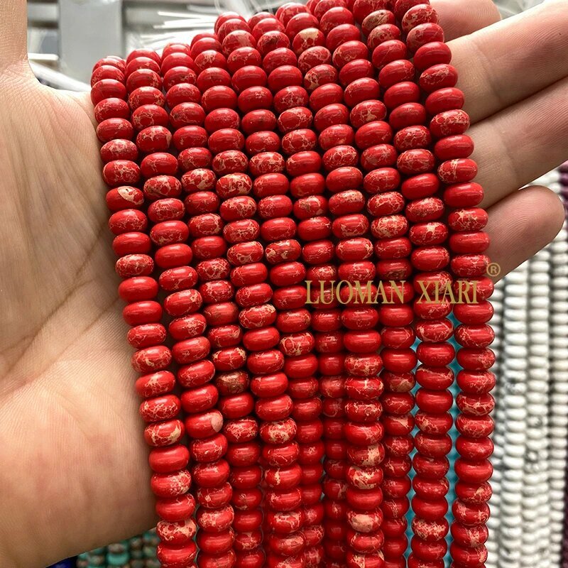 Бусины из императорской яшмы и бирюзы LUOMAN XIARI 5x8 мм
