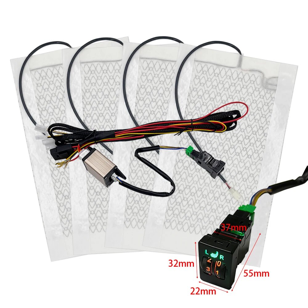 Универсальные комплекты обогрева автомобильных сидений, подходят для 2-местных сидений, грелка из сплава/углеродного волокна, 3-уровневый переключатель управления для Toyota Camry Prado Carbon Fiber