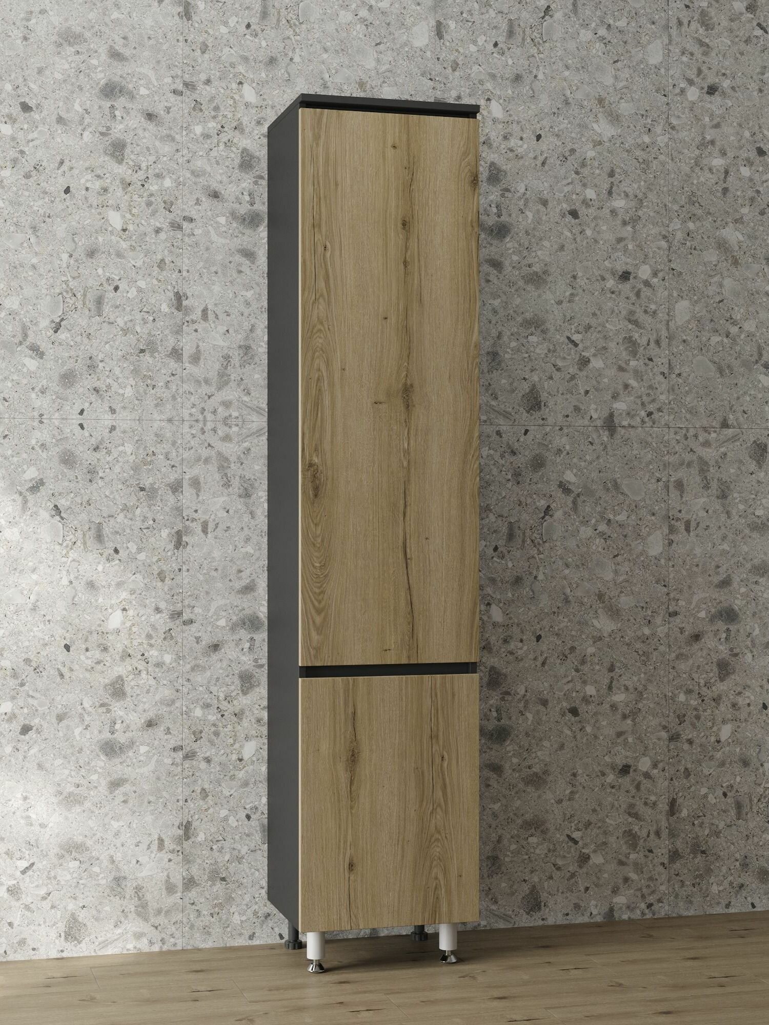 Шкаф, полка для ванной комнаты, FAURAplus Триумф (Саона) 40, напольный, левый, дуб эльвезия