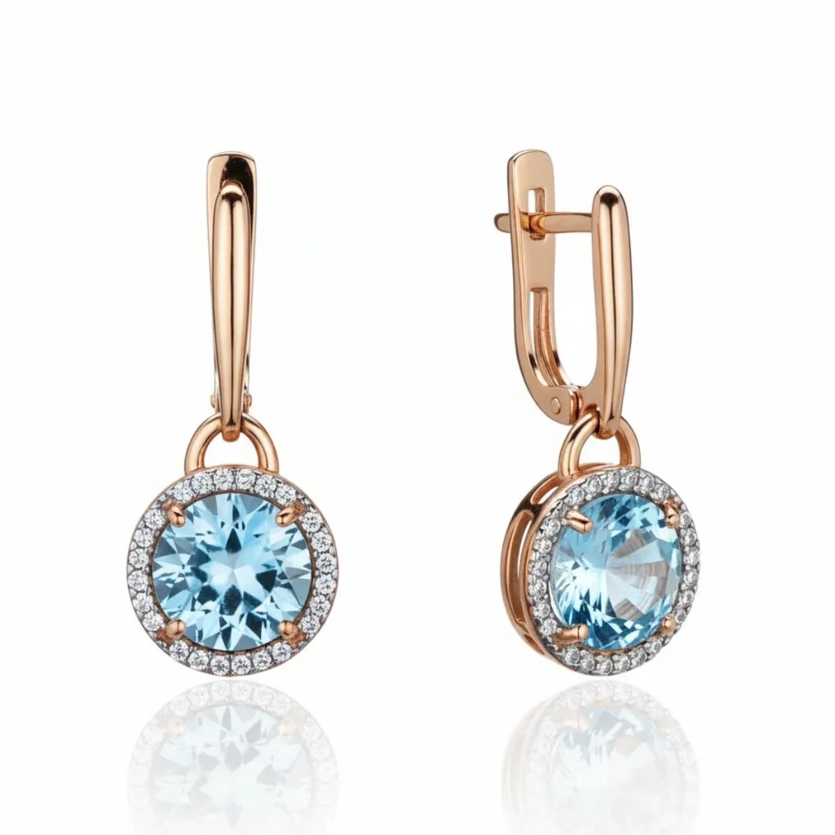 Серьги Эстет, красное золото, 585 проба, топаз, фианит