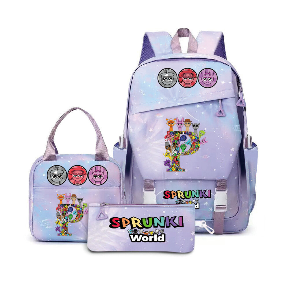 Spot Rhythm Box Sprunki Музыкальная игра Школьная сумка Рюкзак Сумка для обеда Сумка для ручки Рюкзак из трех частей