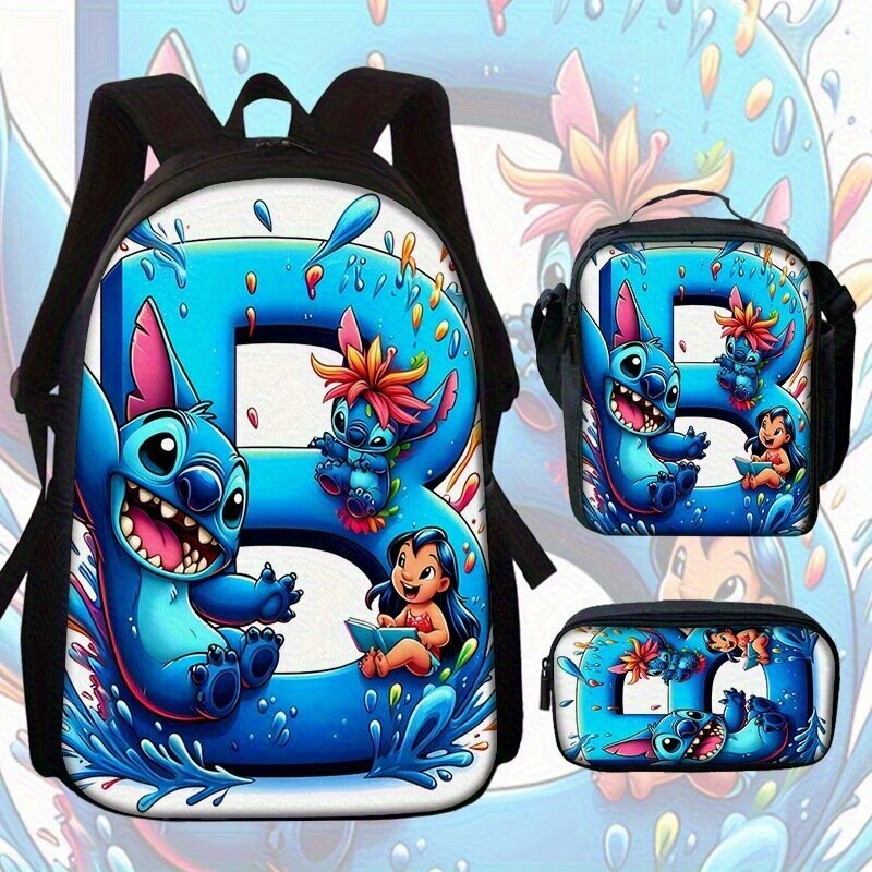 Рюкзак европейского и американского школьного сезона, аниме, мультяшная стежка, школьная сумка из трех предметов, детский рюкзак для начальной школы