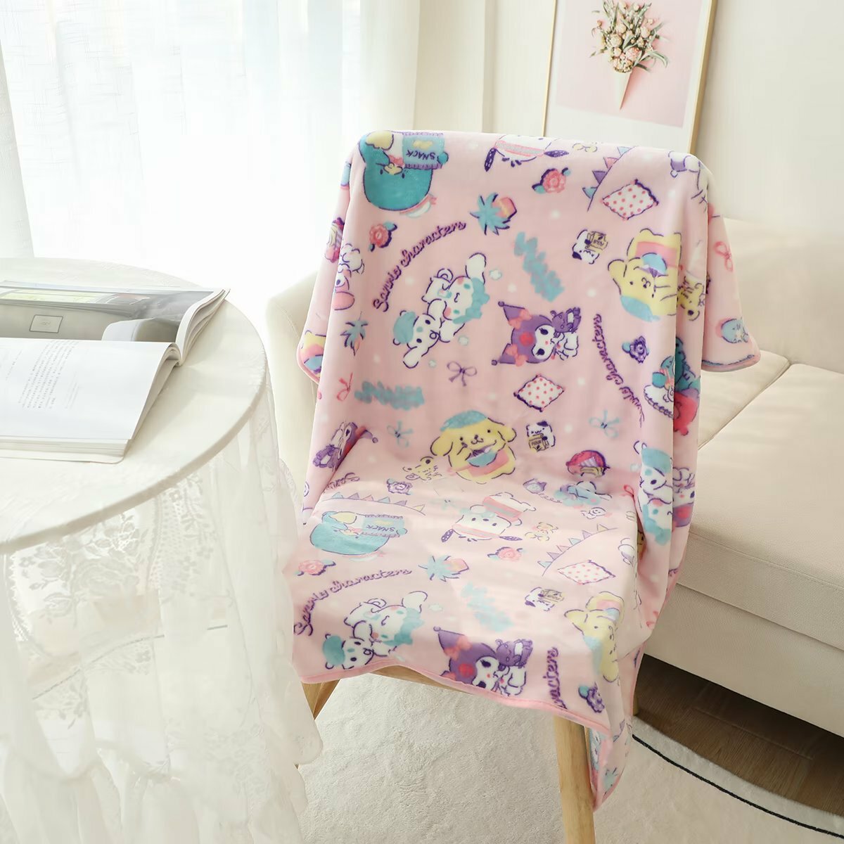 Плед из мультяшного кораллового флиса, плед для кондиционера, плед для дивана, плед для офисного сна, утепленный зимний теплый плед и покрывало.