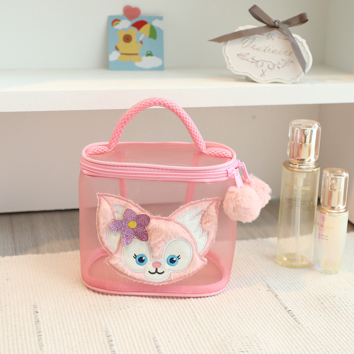 Косметичка в японском стиле с мультяшным рисунком, вместительная, портативная, очень большая, для путешествий, ручная косметичка, девичий футляр для макияжа.